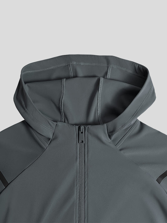 Men's Zip Up Hooide Quick Dry Sports Fitness Hooded Jacket – Fioboc